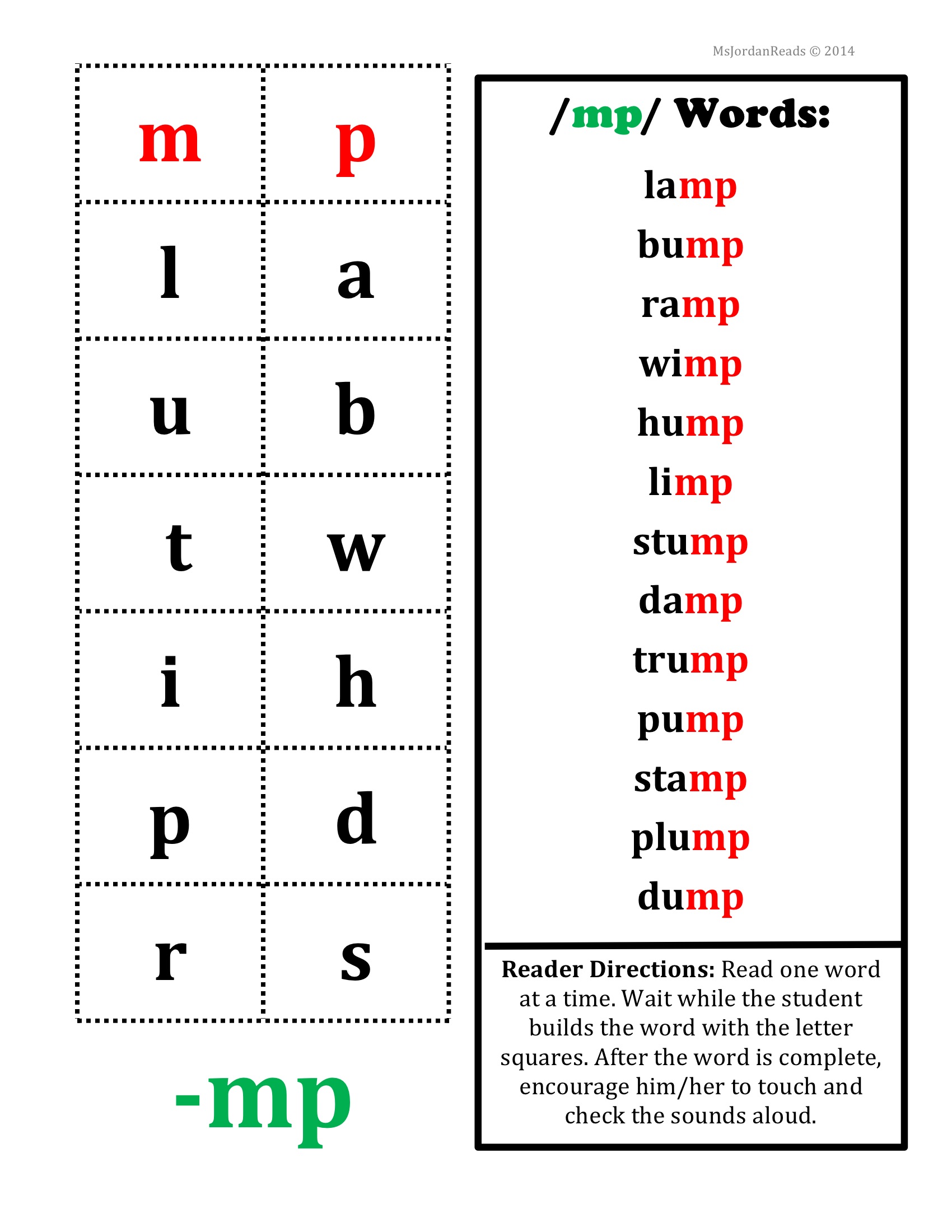 Build-a-Word Buddy Bags - Ending Blends (MsJordanReads) - MsJordanReads