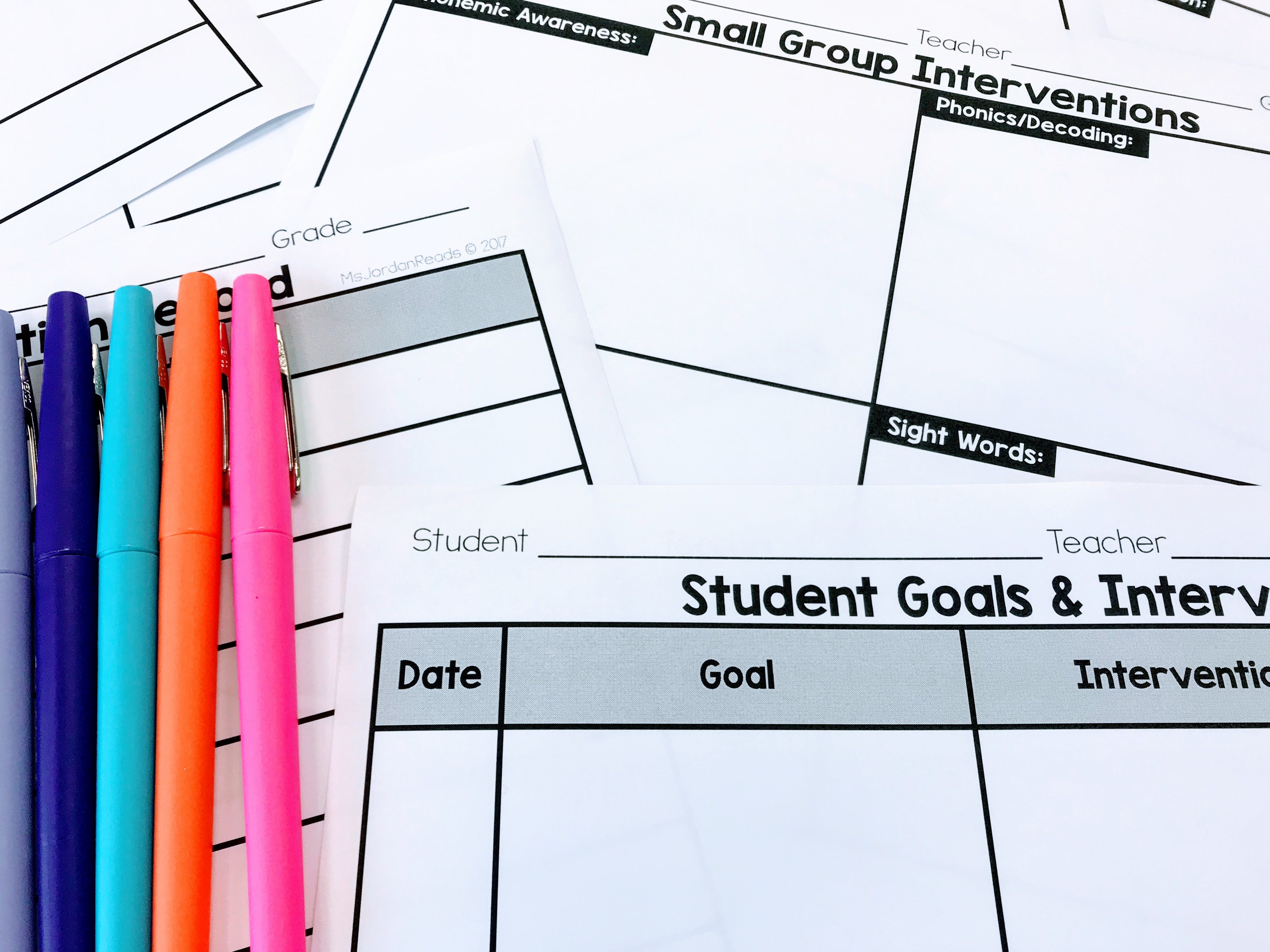 Student Goal and Intervention Forms for Small Group Reading - MsJordanReads