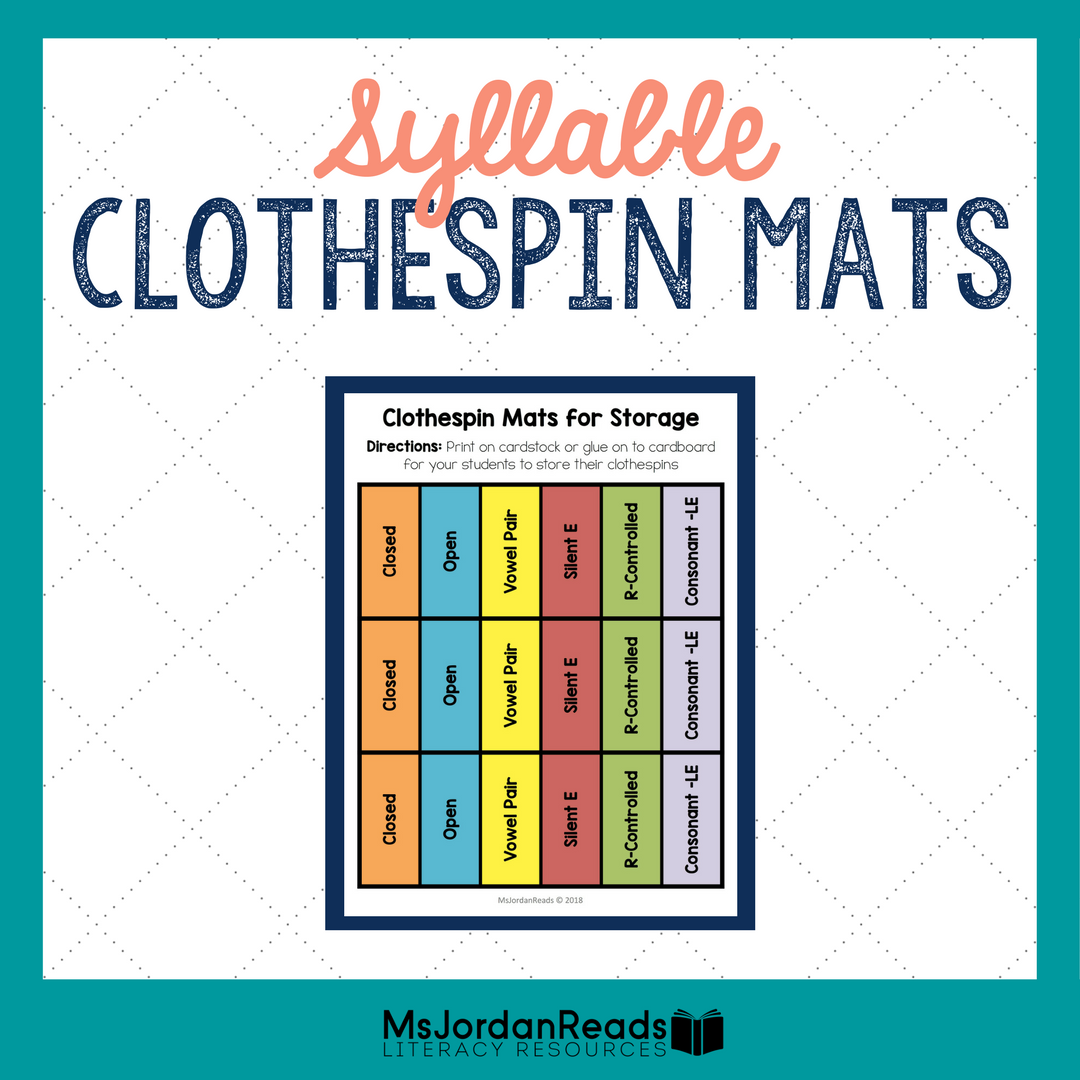 Syllable Clothespin Mats - MsJordanReads