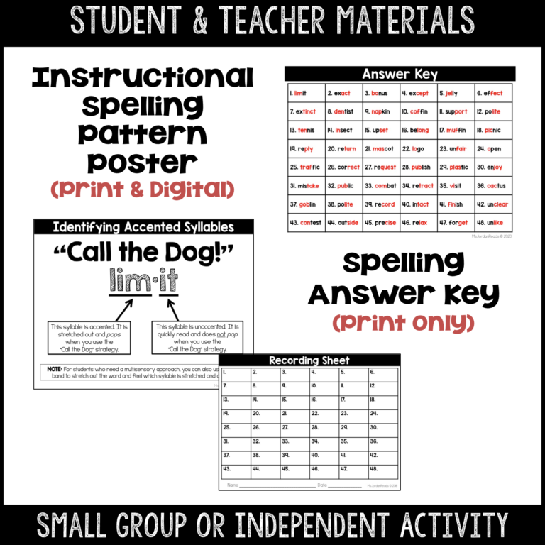 Clip-It Phonics & Spelling: Accented Syllables- Printable and Google ...