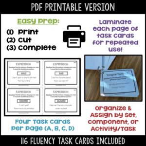 Daily Fluency Task Cards | Multi-Level Bundle | PRINT + DIGITAL ...