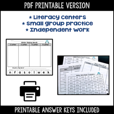 Winter Word Work & Literacy Activities | Print & Digital | Google ...