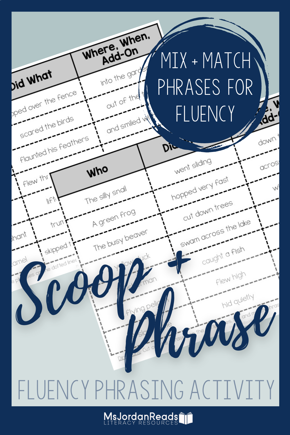 Scoop and Phrase Fluency Activity - MsJordanReads
