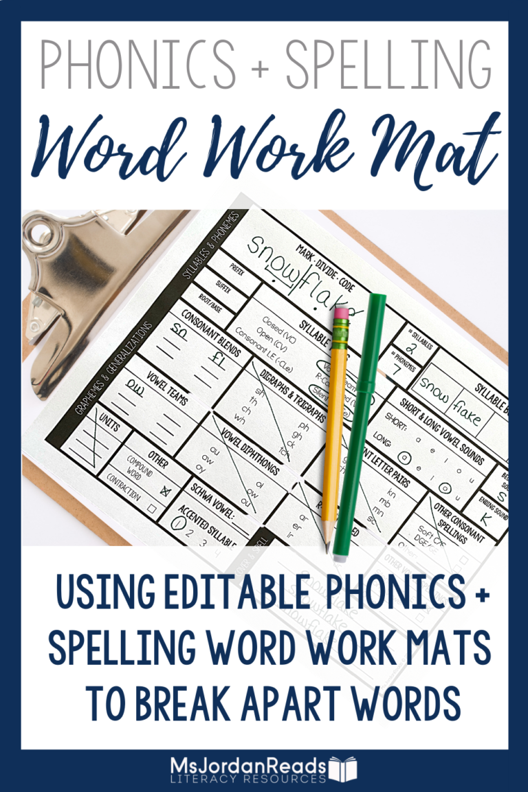 Break Apart Words with Phonics and Spelling Word Work Mats - MsJordanReads