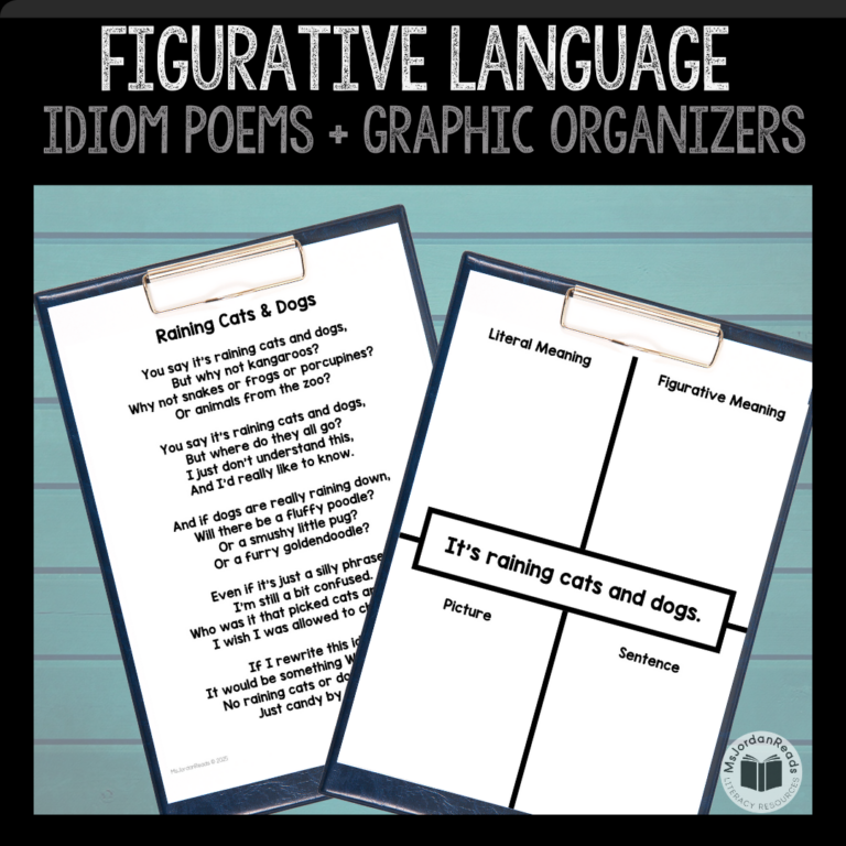 Figurative Language: Silly Idiom Poetry + Graphic Organizers ...
